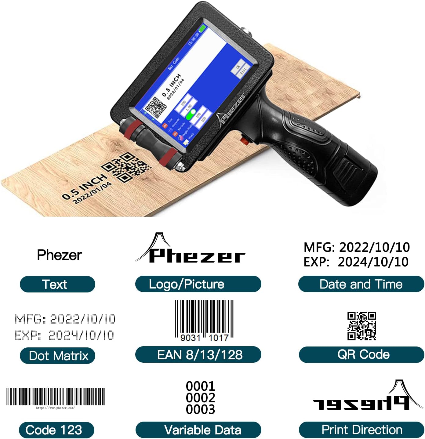 INK JET PRINTER HAND HELD – Portable Handheld Printer with 4.3Inch ...